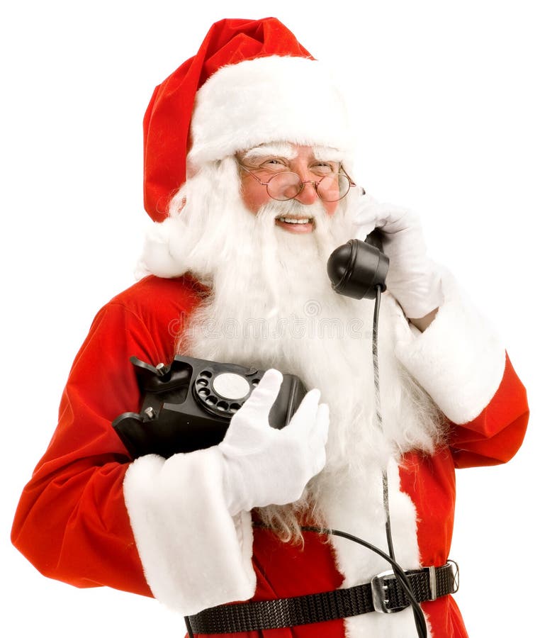 Santa Speaking on the Phone Stock Photo - Image of christmas, camera ...