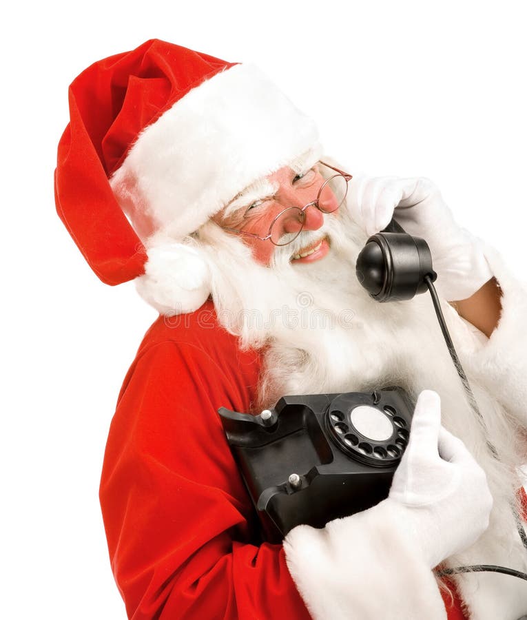 Santa Speaking on the Phone Stock Photo - Image of christmas, camera ...