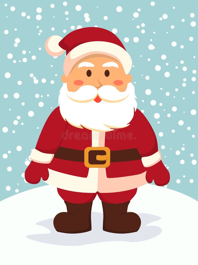 Santa Standing En El Día Nevado Ilustración del Vector - Ilustración de ...