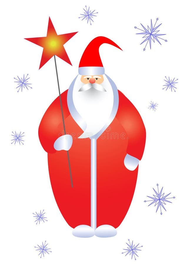 Santa with star. stock vector. Illustration of snow, christmas - 7367263