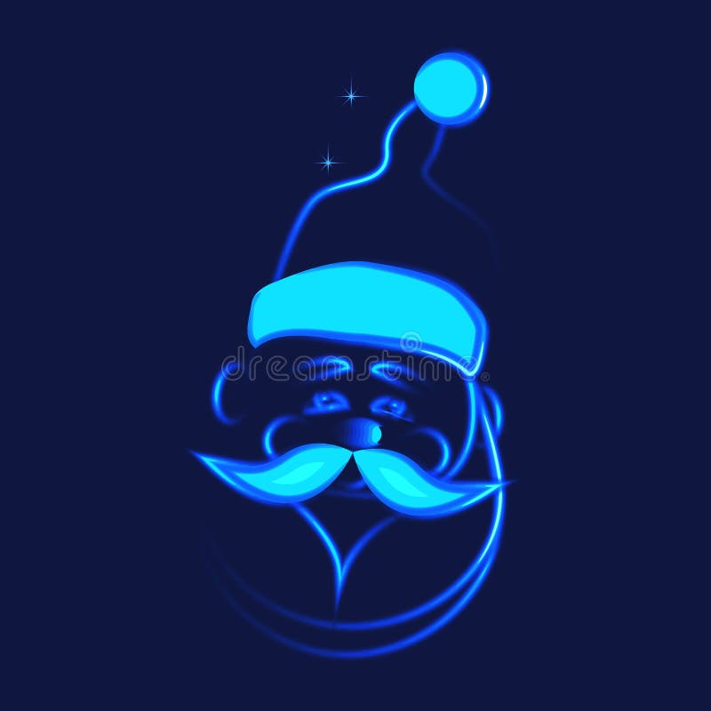 Santa Sur Le Fond Bleu. Silhouette. Bleu Fond Illustration Stock ...