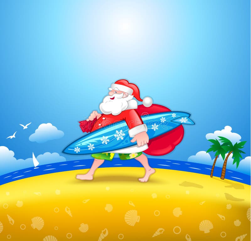 Santa Surfboard Stock Illustrations – 1,149 Santa Surfboard Stock ...