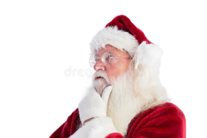 Santa is Thinking about Something Stock Photo - Image of looking, claus ...