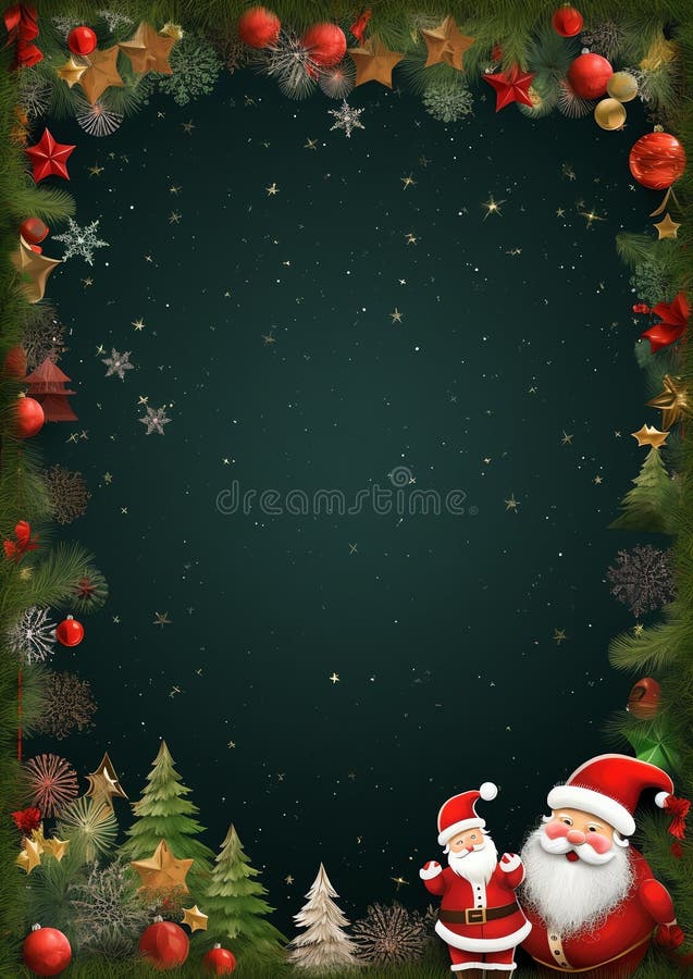 Santa Tree Toppers Watercolor Winter Border Stock Illustration ...
