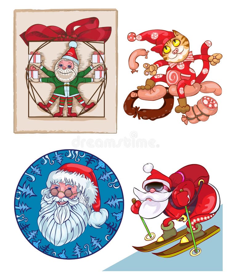 Santa, Una Miscela Delle Immagini Separate Illustrazione Vettoriale ...