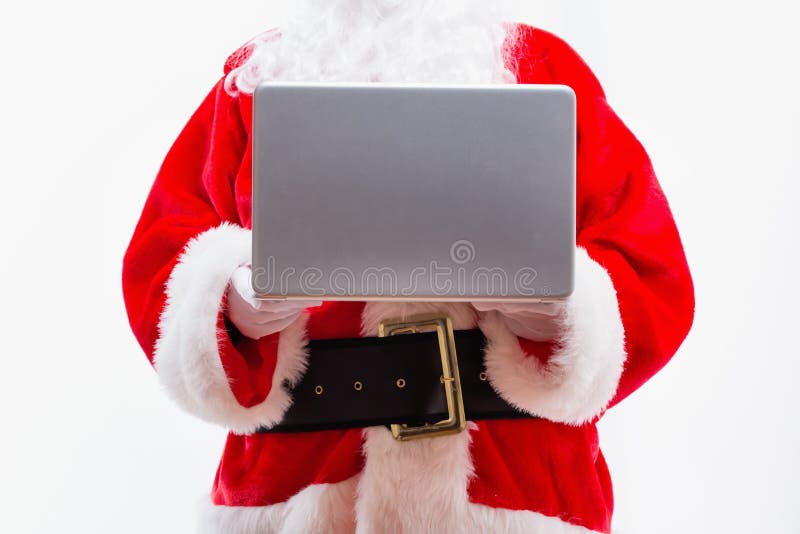 Santa Using a Tablet at the Supermarket Stock Image - Image of ...