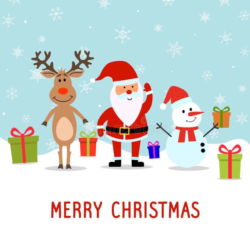Merry Christmas Postcard Cute Santa Claus Vector Illustration. Xmas ...