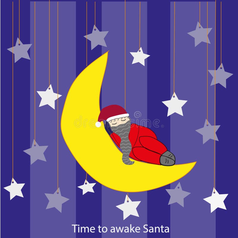 Santa, wake up! stock illustration. Illustration of moon - 47433169