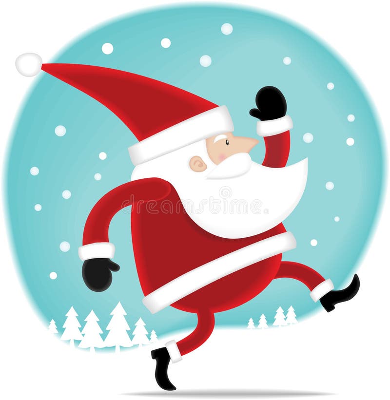 Santa walking on the snow stock vector. Illustration of christmas - 7047988