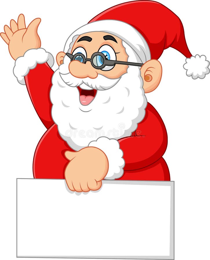 Santa Waving through a Circle Stock Illustration - Illustration of ...