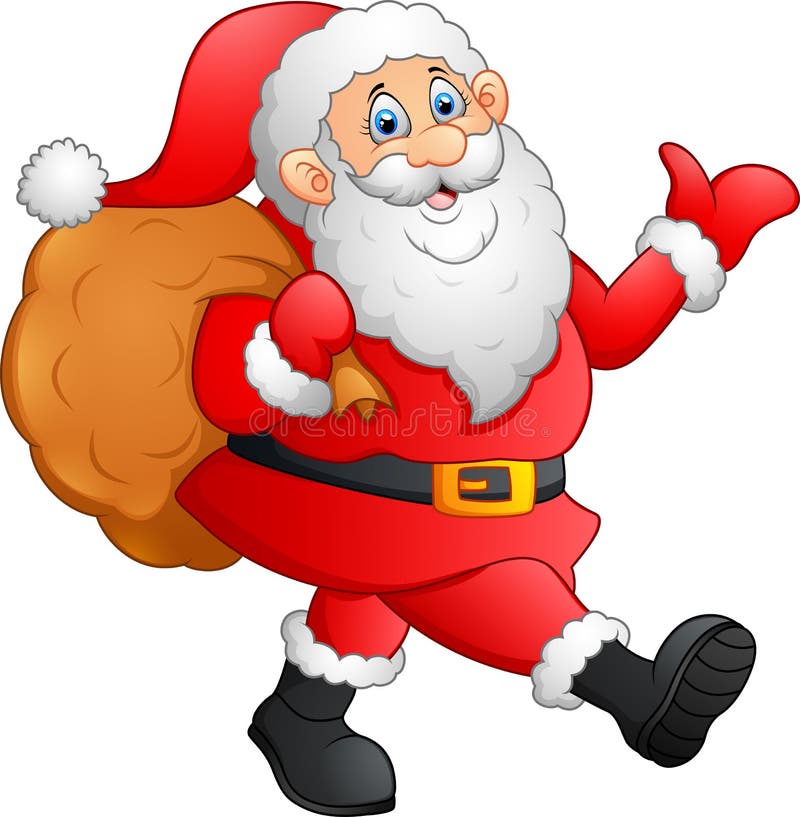 Santa Waving and Holding Sack Stock Vector - Illustration of sack ...