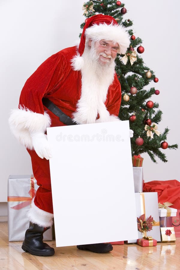 Santa with a white board stock photo. Image of giving - 3208778