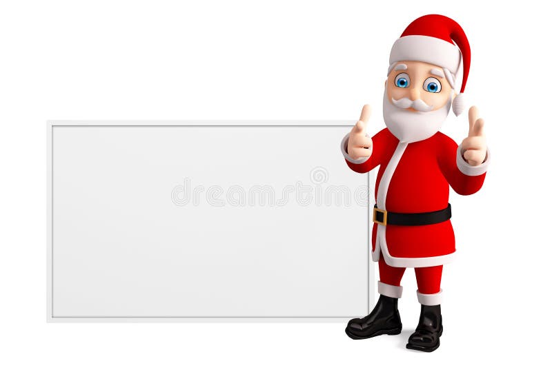 Santa with white board stock illustration. Illustration of joyful ...