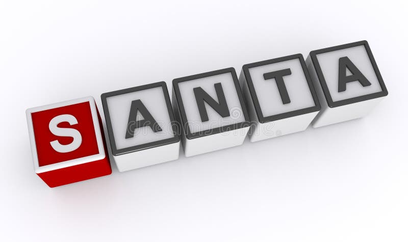 Santa word block on white stock illustration. Illustration of stocking ...