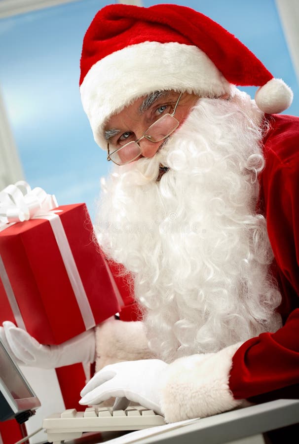 Santa working stock image. Image of newyear, busy, occasion - 24738993