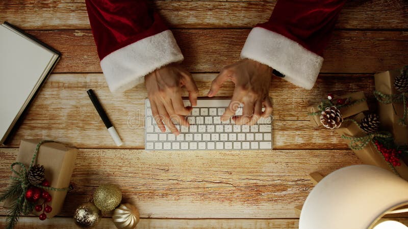 Santa Working at the Pc for Christmas Stock Footage - Video of ...