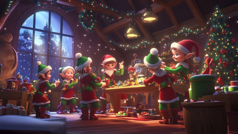 Elf Making Toys Stock Illustrations – 210 Elf Making Toys Stock ...