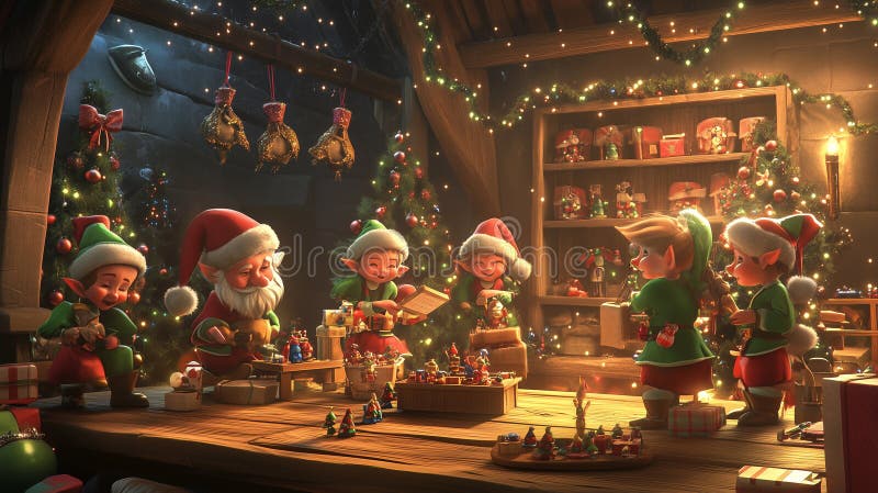 Elf Making Toys Stock Illustrations – 89 Elf Making Toys Stock ...