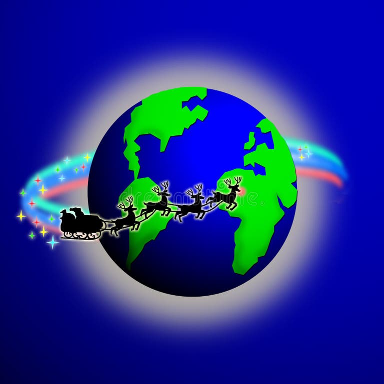 Santa Flying Around World Stock Illustrations – 46 Santa Flying Around ...