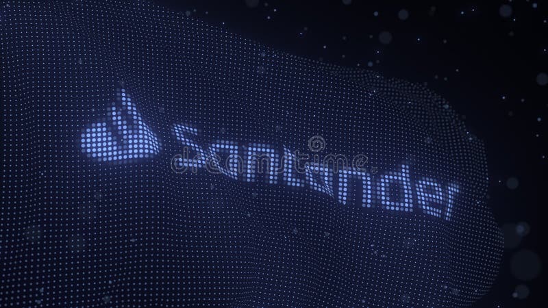 SANTANDER Logo on a Waving Digital Flag, Editorial 3d Rendering ...