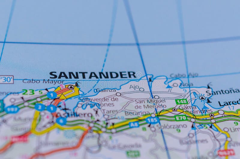 Santander on map stock photo. Image of cosmopolitan - 104592280