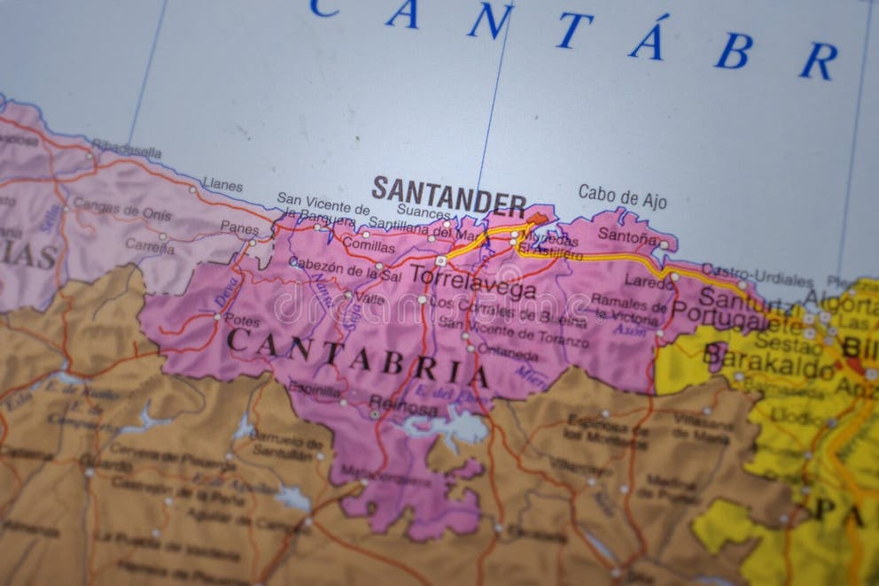 Santander Highlighted on a Map of Spain Stock Image - Image of tourist ...