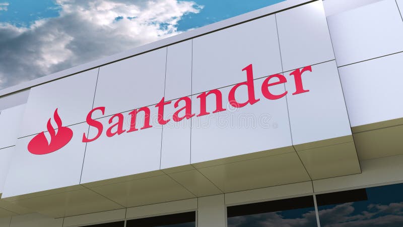 Santander Serfin Logo on a Skyscraper Facade Reflecting Clouds ...