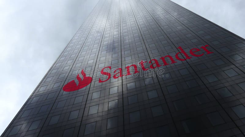 Santander Serfin Logo on a Skyscraper Facade Reflecting Clouds ...