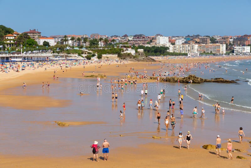 Beach in Santander, Spain. Resort Town Known for Its Sandy Beach ...