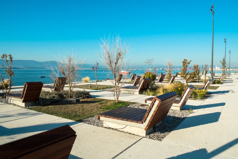 Santander stock photo. Image of benches, coastal, promenade - 76184058