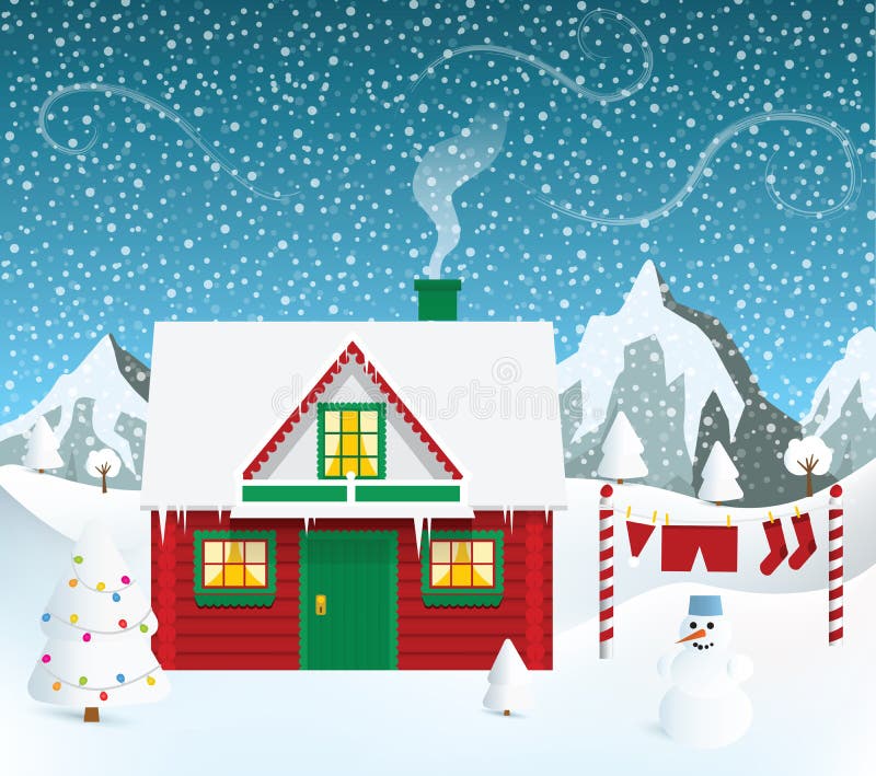 Santas house stock vector. Illustration of covered, greeting - 35508238