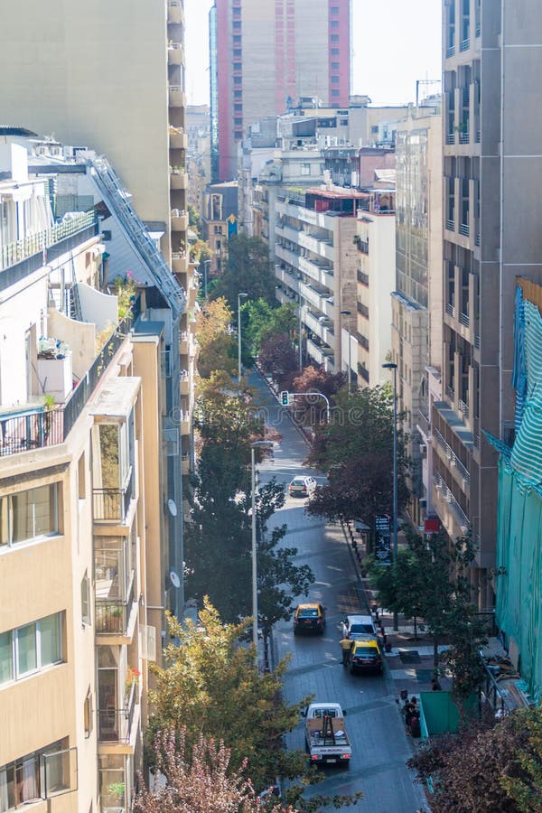 SANTIAGO, CHILE - MARCH 28, 2015: View of a Street in Santiago De Chi ...