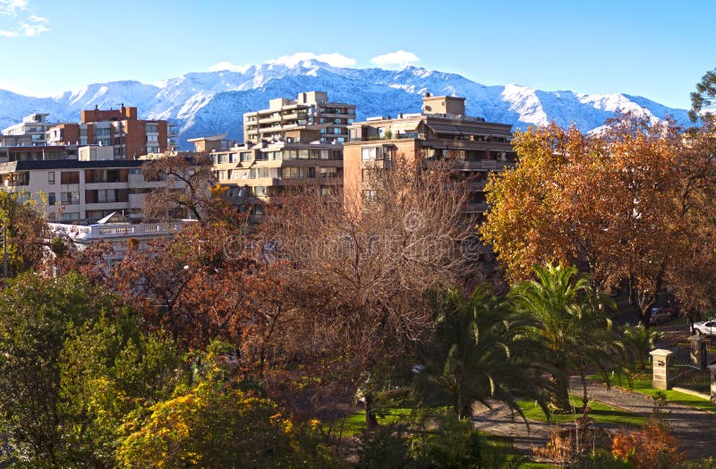 Santiago De Chile Winter Morning Stock Photo - Image of trees, snow ...
