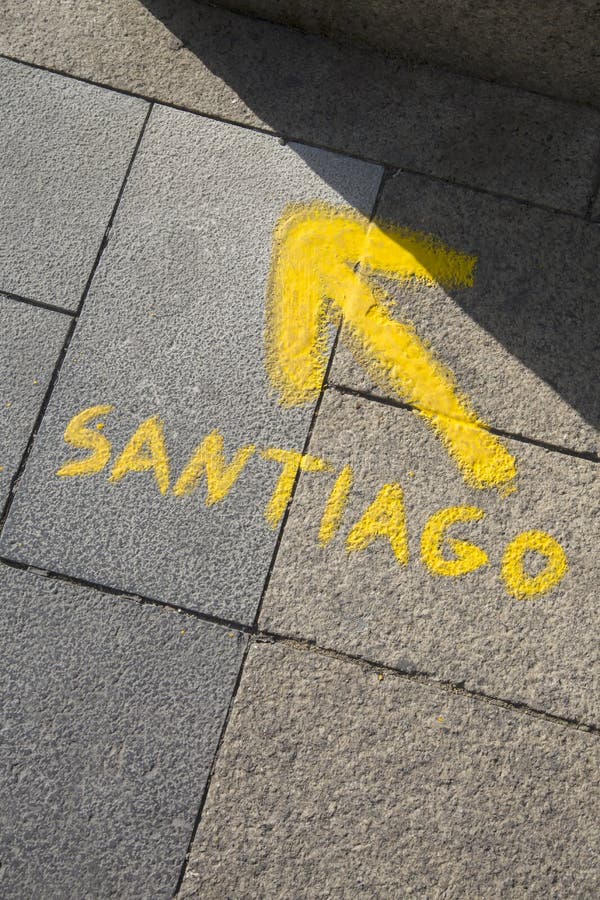Santiago Direction Sign, Leon Stock Image - Image of spanish, walk ...