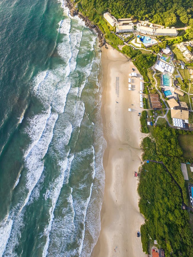 Santinho Beach in Florianopolis. Aerial View from Drone Stock Photo ...