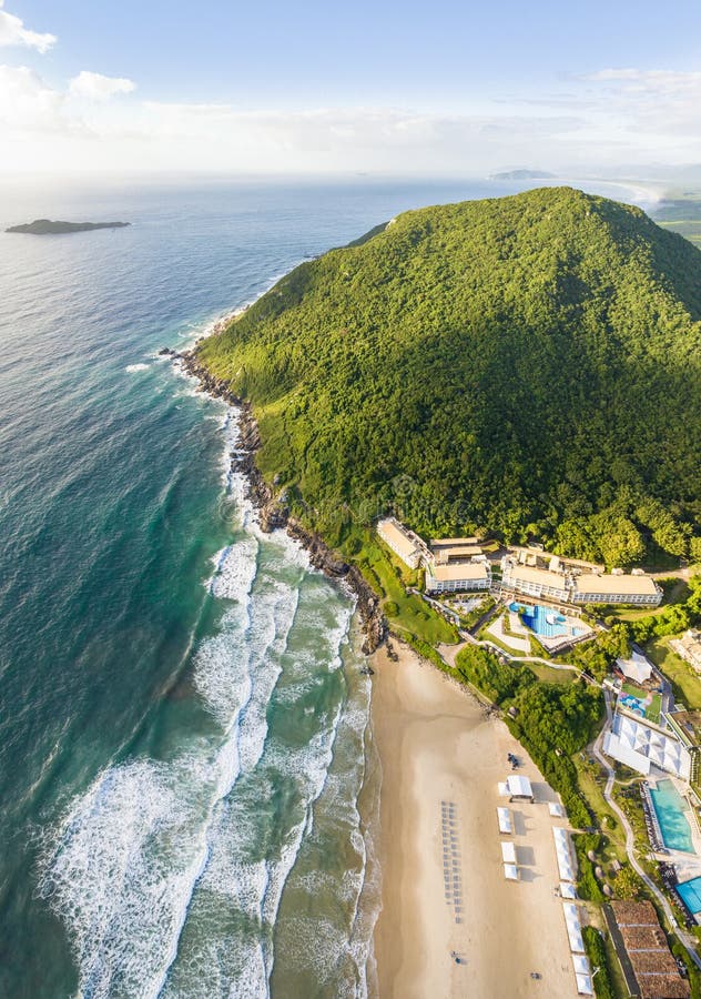 Santinho Beach in Florianopolis. Aerial View from Drone Stock Photo ...