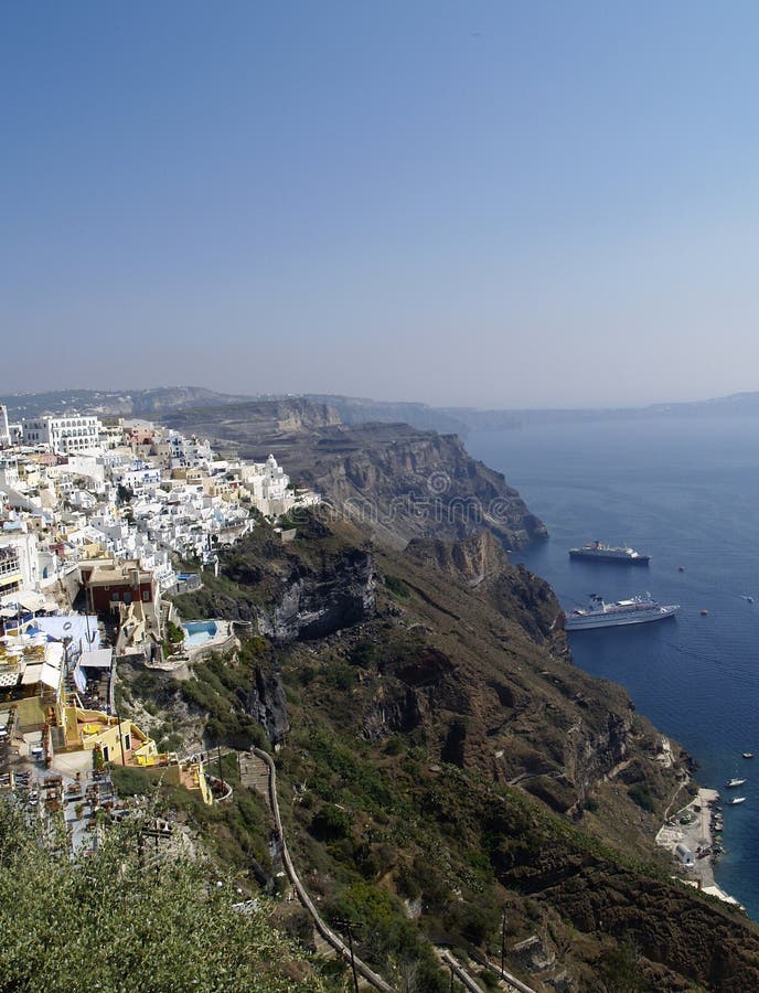 Santorini - caldera view stock photo. Image of ship, capital - 13071430