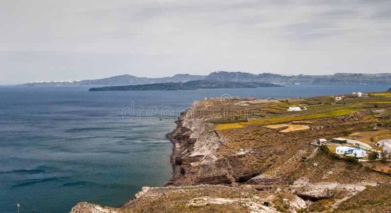 Santorini caldera view stock image. Image of church, architecture ...