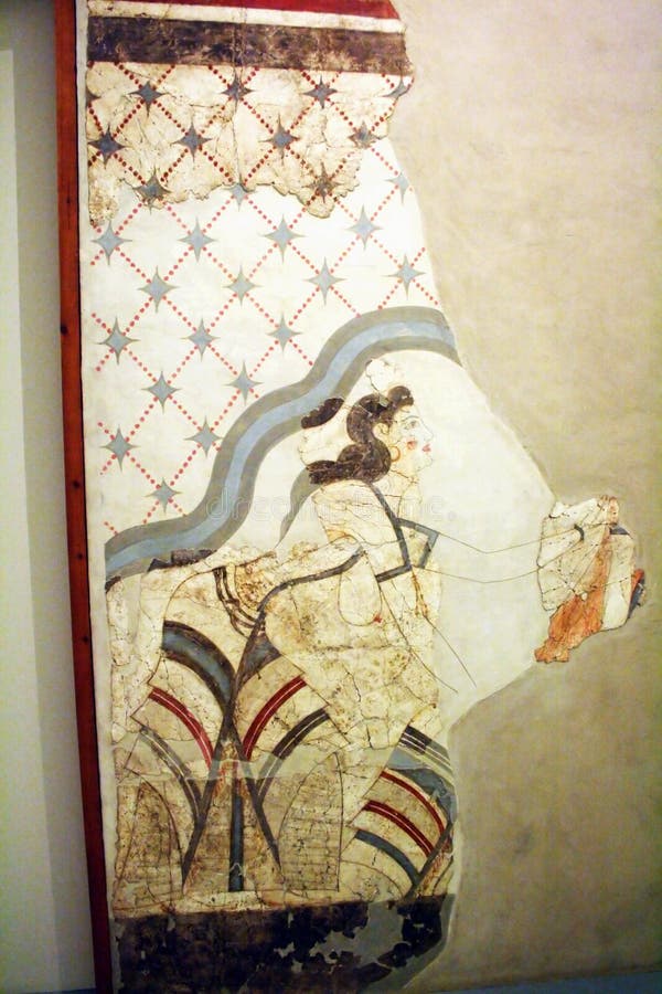 Boxing Boys Fresco from Akrotiri, Santorini, 1550 BC Stock Photo ...