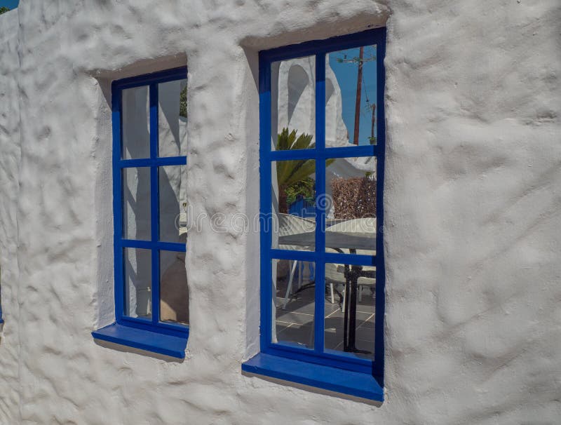 Santorini Style Building White and Blue Colors Stock Image - Image of ...