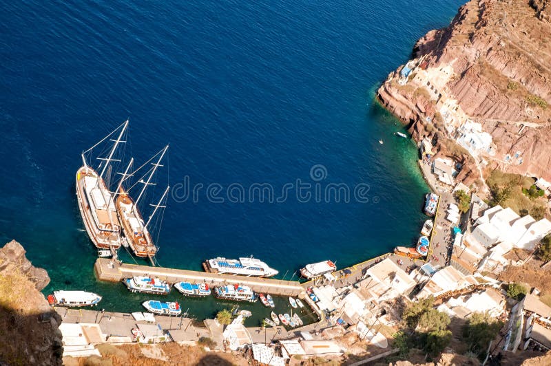 Santorini Harbour, Aegean Sea, Cyclades Stock Photo - Image of european ...