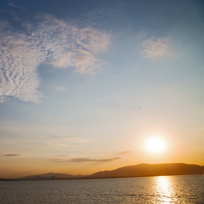 In Santorini Hill Greece Sunset and the Sky Mediterranean Red Stock ...