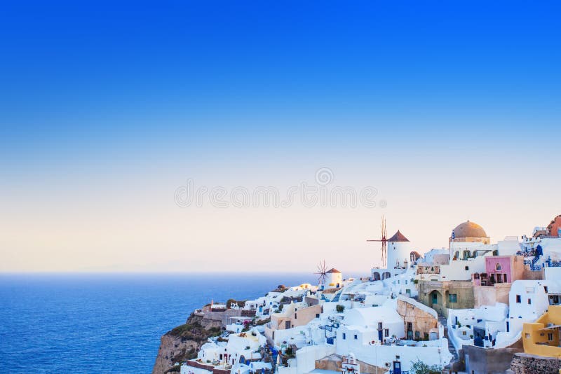 Santorini in the Morning Light. Greece Landmark Stock Photo - Image of ...