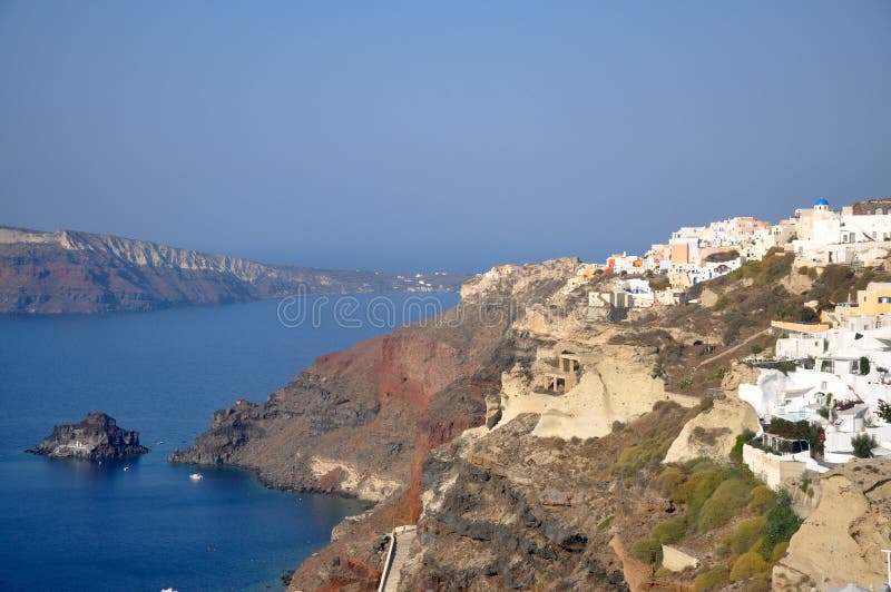 Santorini rooftops stock photo. Image of hillside, building - 34482466