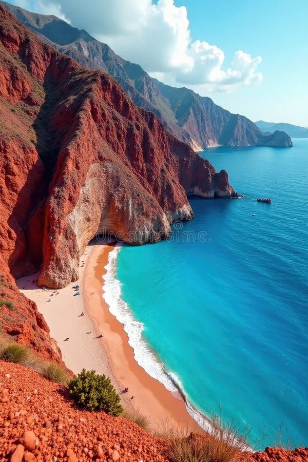 Santorini S Red Beach, Dramatic Cliffs, Crystal Clear Water , Vibrant ...