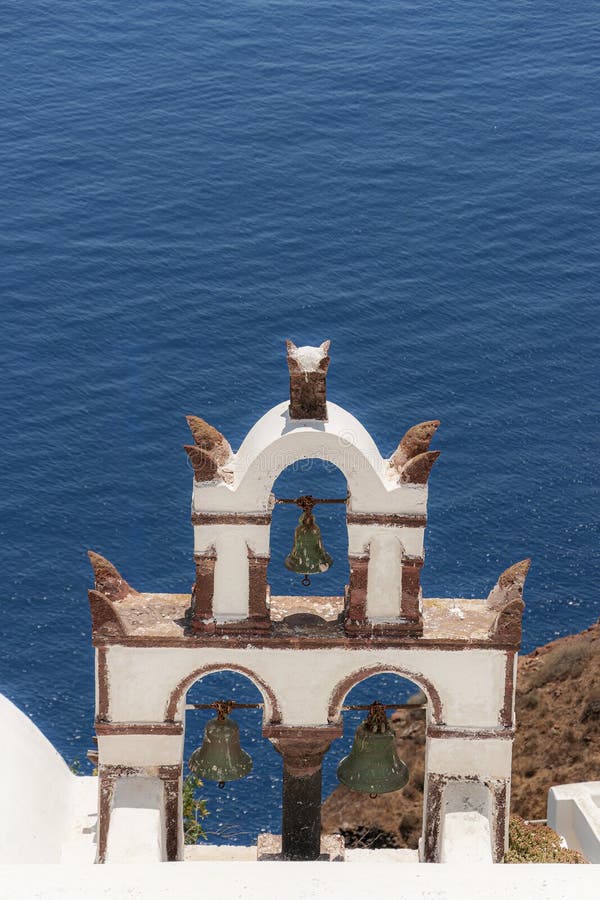 Santorini Stone Bell Tower stock image. Image of greece - 257287697