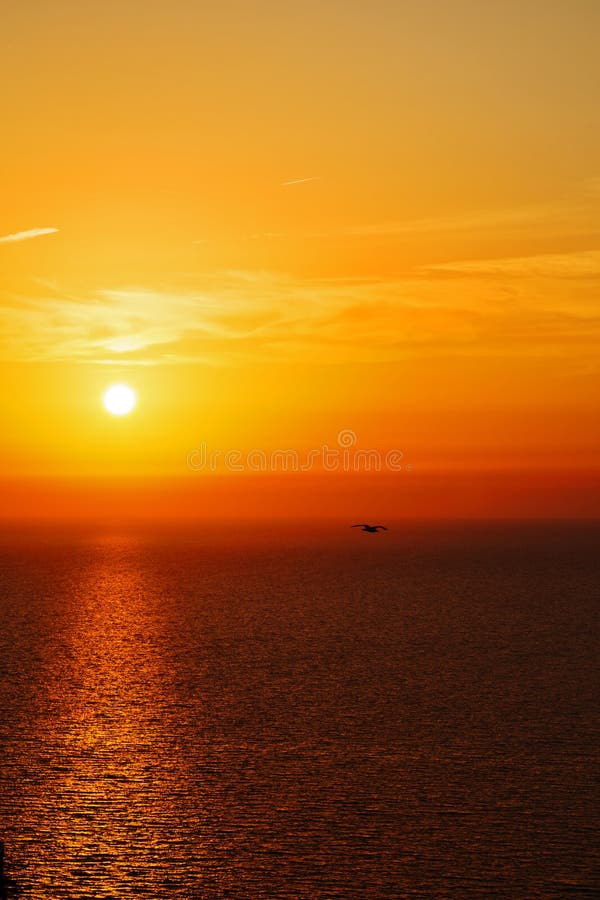 In Santorini Sunset and the Sky Mediterranean Red Sea Stock Image ...