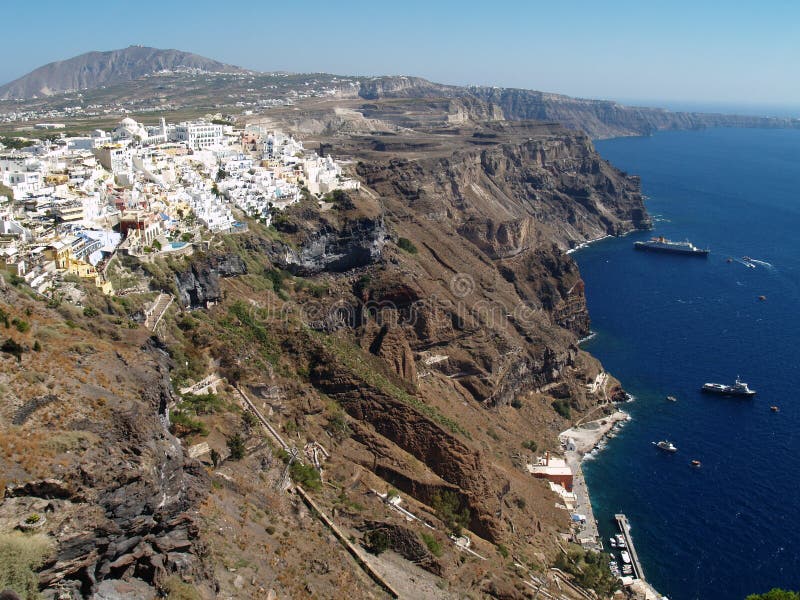 Santorini view stock photo. Image of landscape, blue, ship - 3009614