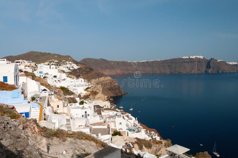 Santorini view stock photo. Image of hill, harbor, architecture - 57856176