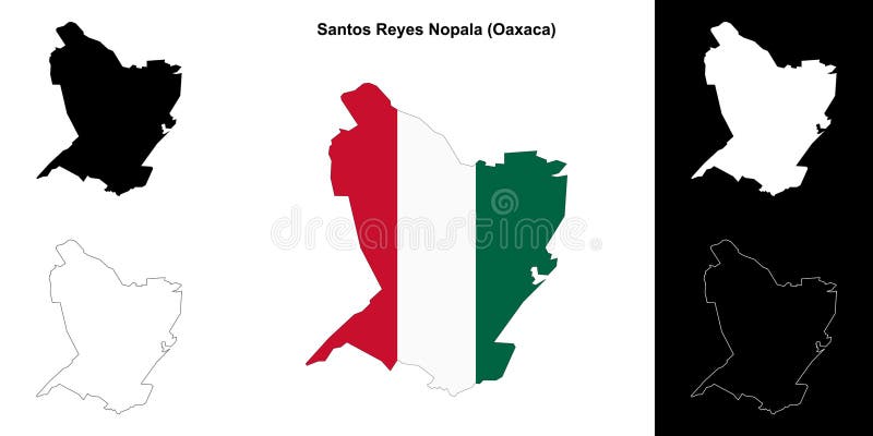 Santos Reyes Nopala Outline Map Stock Vector - Illustration of santos ...